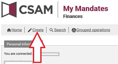 Création d'un mandat dans Self Service Mandat